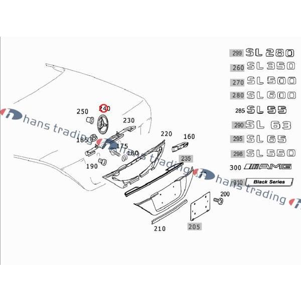 ベンツ SLクラス R230 リアスターエンブレム リヤスターマーク リヤエンブレム リアエンブレム ベンツマーク/純正品 新品 : ハンズ ...