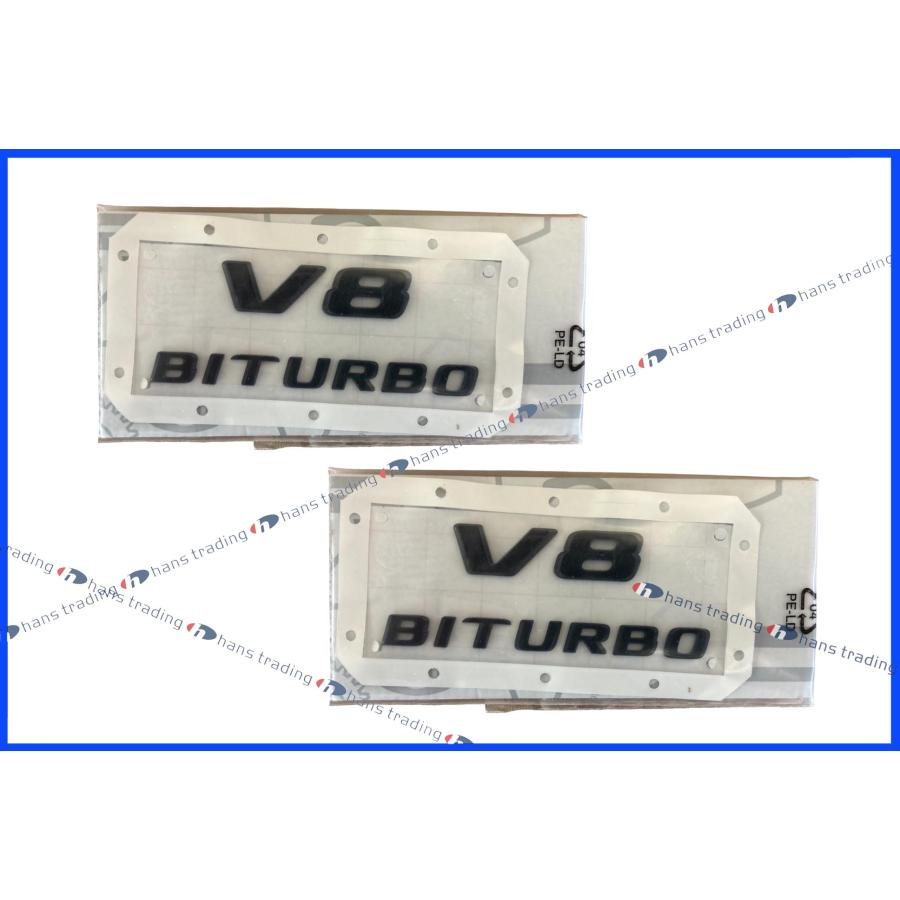 【純正品】2枚セット ベンツ W463A Gクラス フロントフェンダーエンブレム ブラック V8 BITURBO AMG ナイトパッケージ ...