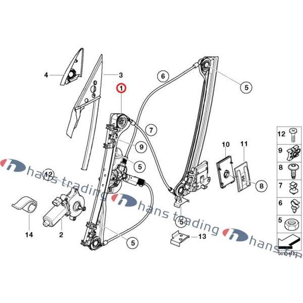 ※要在庫確認 BMW 純正品 Z4 E85 E86 右ウィンドウレギュレーター 右側 51337198910 5133-7198-910 ...