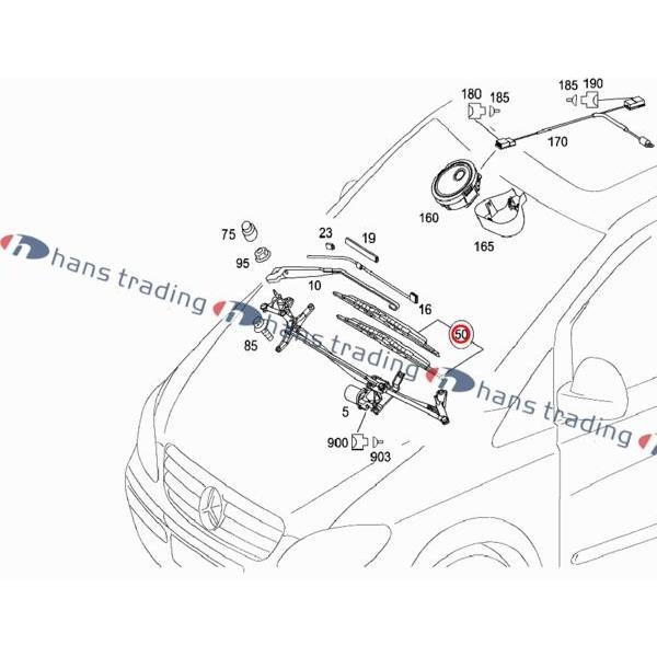 ベンツ BOSCH製 Vクラス W639 フロントワイパーブレード 右ハンドル車 エアロワイパーブレード 6398200200 ...