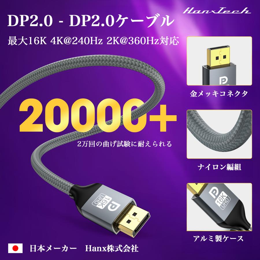 DP2.0ケーブル 1m Display Port2.0準拠 16K : Hanx公式 衣類乾燥機 冷蔵庫 デジタルAV - 通販 - Yahoo!ショッピング