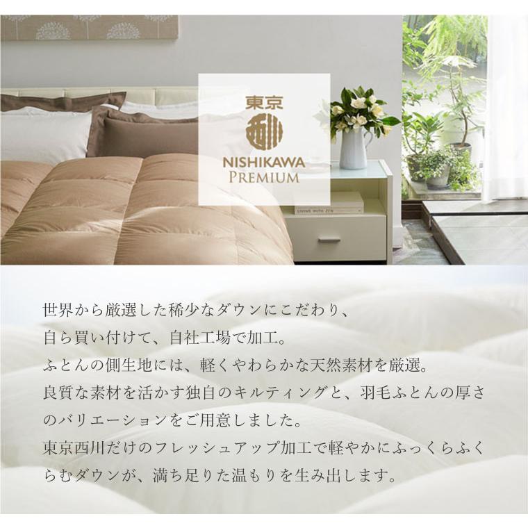 西川プレミアム [ポイント10倍] 羽毛合掛けふとん クイーンロング（QL：210×210cm） NP7051 羽毛布団 グース ダウン90% 詰め物重量 1.1kg : おやこ寝具・刺繍 ...