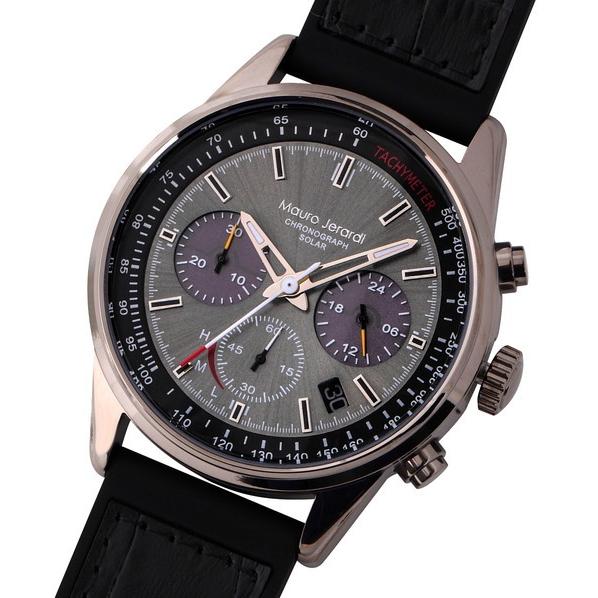 【正規品】Mauro Jerardi マウロジェラルディ ソーラー クロノグラフ メンズ 男性用 腕時計 10気圧防水 メンズウォッチ MJ063-1 シルバー／ブラック : HAPIAN ...