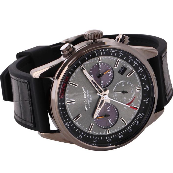 【正規品】Mauro Jerardi マウロジェラルディ ソーラー クロノグラフ メンズ 男性用 腕時計 10気圧防水 メンズウォッチ MJ063-1 シルバー／ブラック : HAPIAN ...