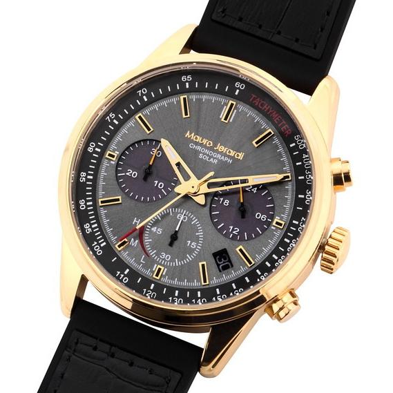 【正規品】Mauro Jerardi マウロジェラルディ ソーラー クロノグラフ メンズ 男性用 腕時計 10気圧防水 メンズウォッチ MJ063-5 ゴールド／ブラック : HAPIAN ...