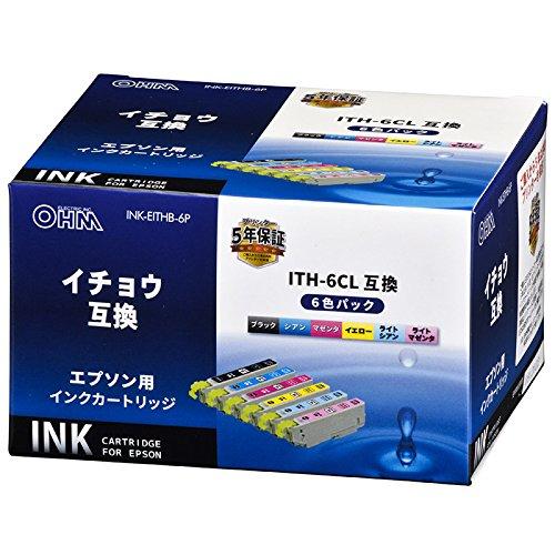 OHM エプソン イチョウ ITH-6CL対応 互換インクカートリッジ 6色パック INK-EITHB-6P 01-4307 : 川西ストア - 通販 - Yahoo!ショッピング