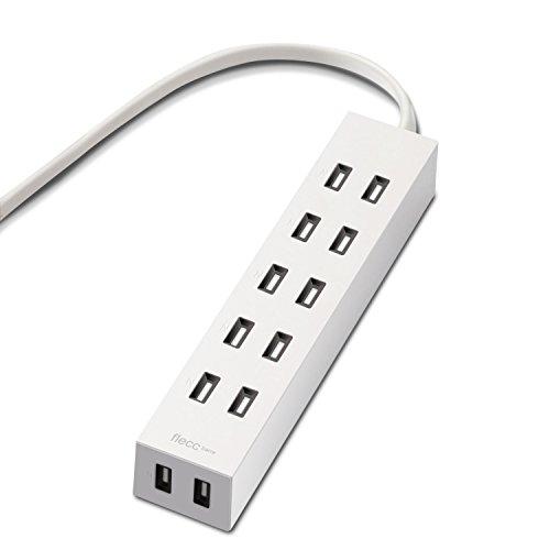 エレコム 電源タップ ホコリシャッター付 耐熱素材使用 flecc barra 6個口 1.0m ホワイト T-NFL01-2610WH ...