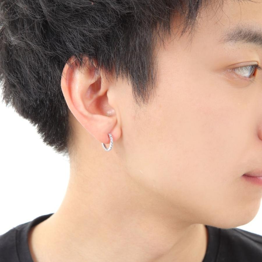 K10WG フープ ピアス アクアマリン 0.05ct ホワイトゴールド エタニティ パヴェ 1.5×10mm 片耳 1個 レディース アクセサリー プレゼント ギフト : ハッピーグッツ ...