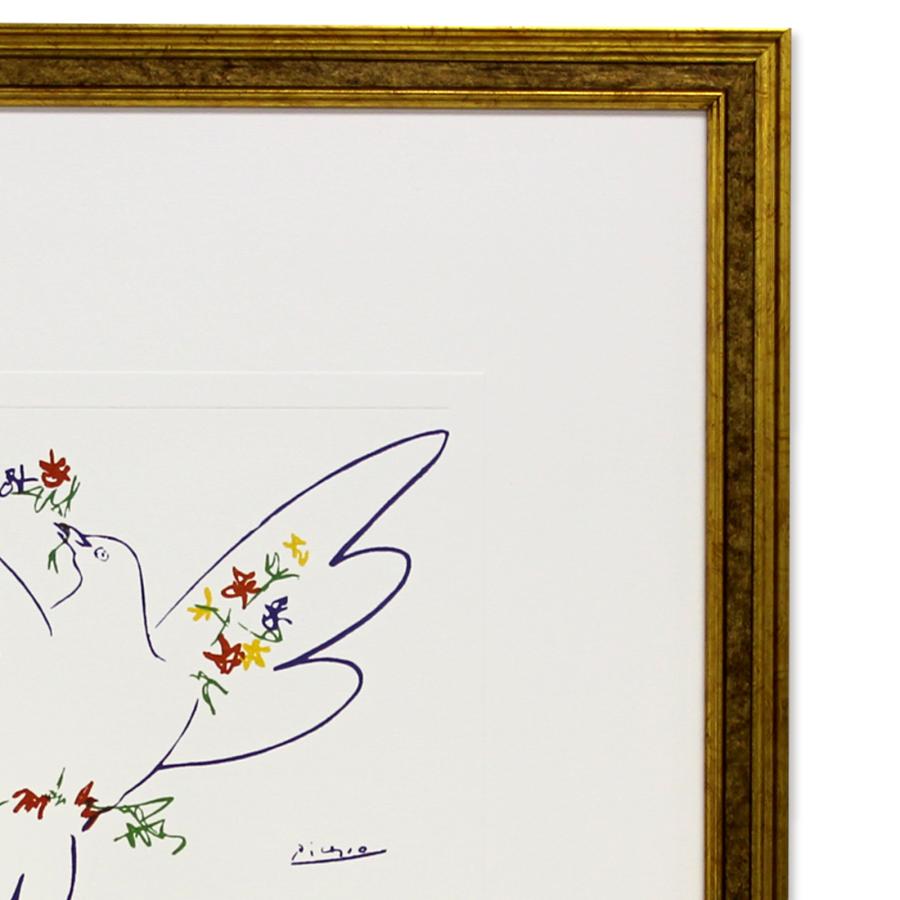 額入りポスター ピカソ 鳩 ＜CP ピカソ PP06 ドローイングアート 花と鳩 ＞ アートポスター 438mm×538mm ヴィンテージ ポスター ビンテージ パブロ・ピカソ :cal-p ...