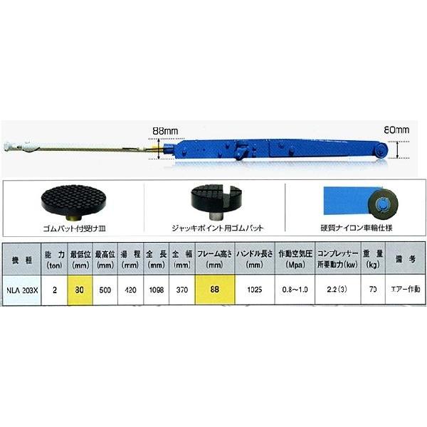 在庫有り NLA-203X 長崎ジャッキ 超低床エアージャッキ インボイス制度対応 代引発送不可 条件付送料無料 税込特価 : ハッピーツール ヤフー店 - 通販 - Yahoo!ショッピング