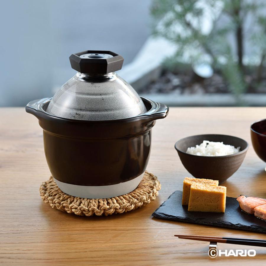 ハリオ 土鍋 炊飯 フタがガラスのご飯釜1~2合 GNR-150-B-W 火 ハリオ 土鍋 炊飯 フタがガラスのご飯釜1~2合 GNR-150-B-W 火