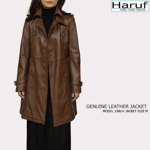 Haruf レザートレンチコート レザーコート レディース 本革 Haruf レザートレンチコート レザーコート レディース 本革