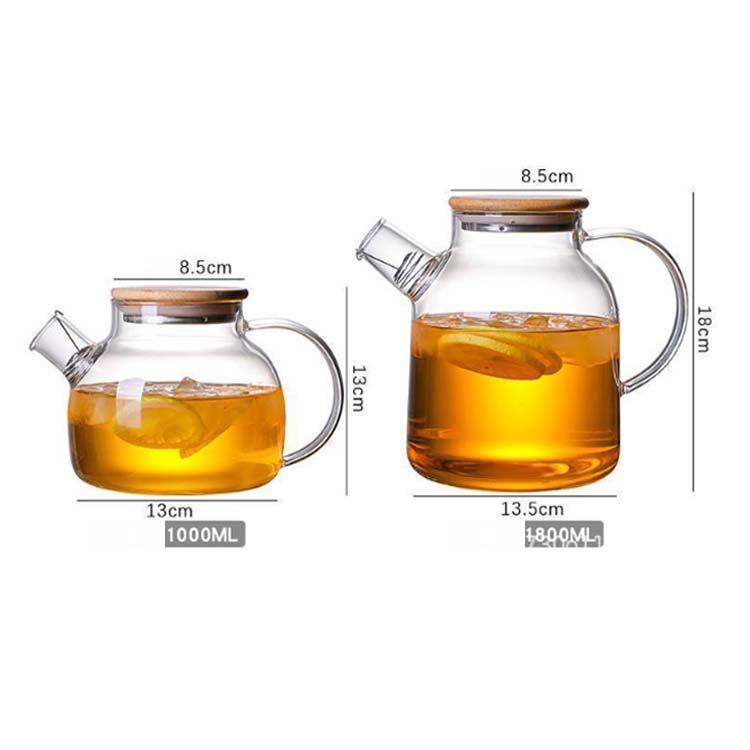 ガラスピッチャー 直火 耐熱 ガラスポット 1000ml 1800ml ガラスケトル ティーポット 耐熱ガラス 大容量 茶ポット ホウケイ酸ガラス 木 : sam1291 : ハルハショップ ...