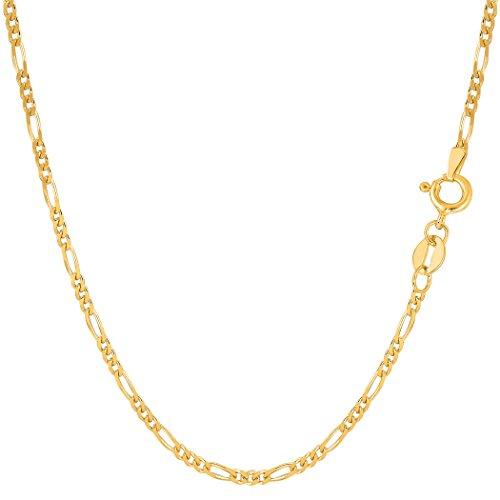 14k Yellow Solid Gold Figaro Chain Bracelet, 1.9mm, 7"【並行輸入品 ...