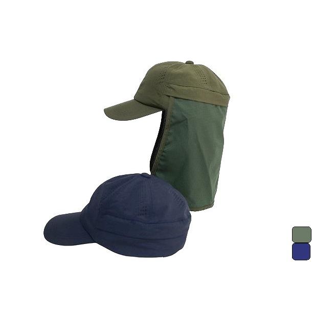 男女兼用 NOL ネックガード 撥水 日よけ サンシェードつき キャップ オリーブ ネイビー M L サイズ調節付 紫外線 春夏 NL ...