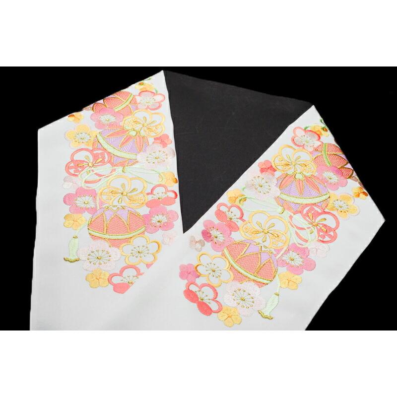 ブランド登録なし 半衿 半襟 振袖 成人式 刺繍 白地 ピンク 紫 薄緑 鞠 毬 梅 ねじ梅 金糸 シルエリー Silelly おしゃれ 刺繍半衿 お No.10-0587 : はつはなづき ...