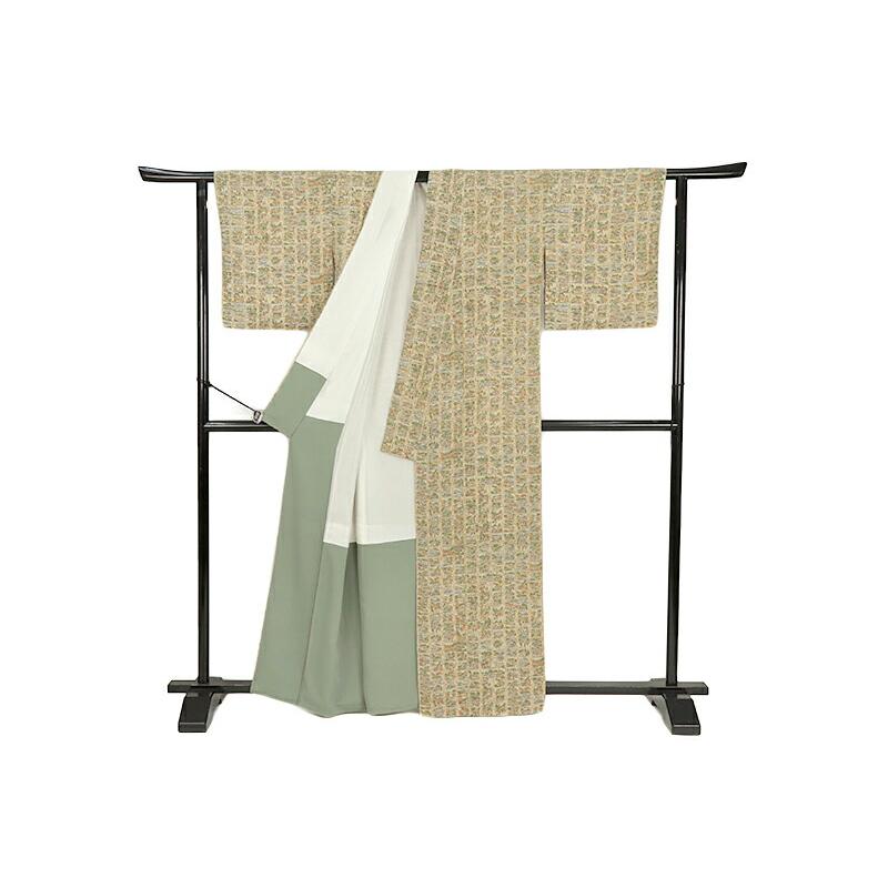 樽本伊勢蔵 付け下げ小紋 一方付 小紋 正絹 カジュアル 茶 ベージュ 東海道 風景 総柄 着物 仕立て上がり 身丈168cm 裄71cm Lサイズ No.3-0463 : はつはなづき ...