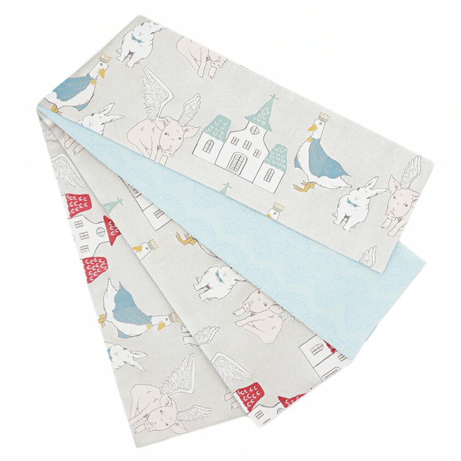 半幅帯 アリス リバーシブル カジュアル 浴衣にも アリス柄 レース 白茶 水色 着物 No.6-0798 : はつはなづき - 通販 - Yahoo!ショッピング