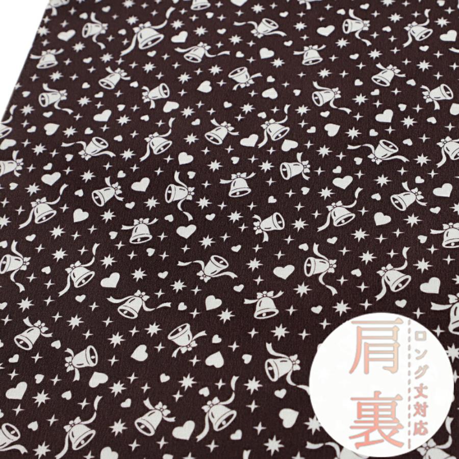 肩裏 羽裏 反物 友禅染 正絹 道行コートロングコート 焦げ茶 黒 白 ベル ハート キラキラ ポップ 可愛い 長尺 丈長 ロング丈 お No.8-2436 : はつはなづき - 通販 ...