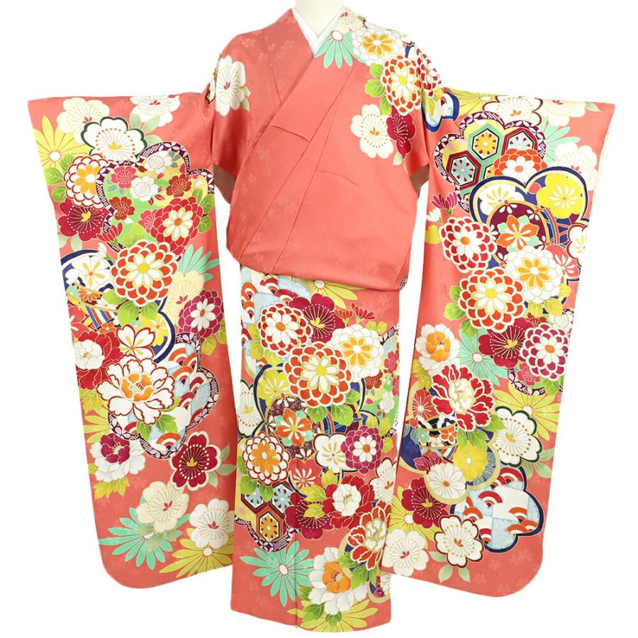 中古 振袖 成人式 リサイクル アウトレット 正絹 ピンク 梅 桜 菊 鼓 青海波 綸子 仕立て上がり 身丈174cm 裄69cm Lサイズ No.i3-0803 : はつはなづき - 通販 ...
