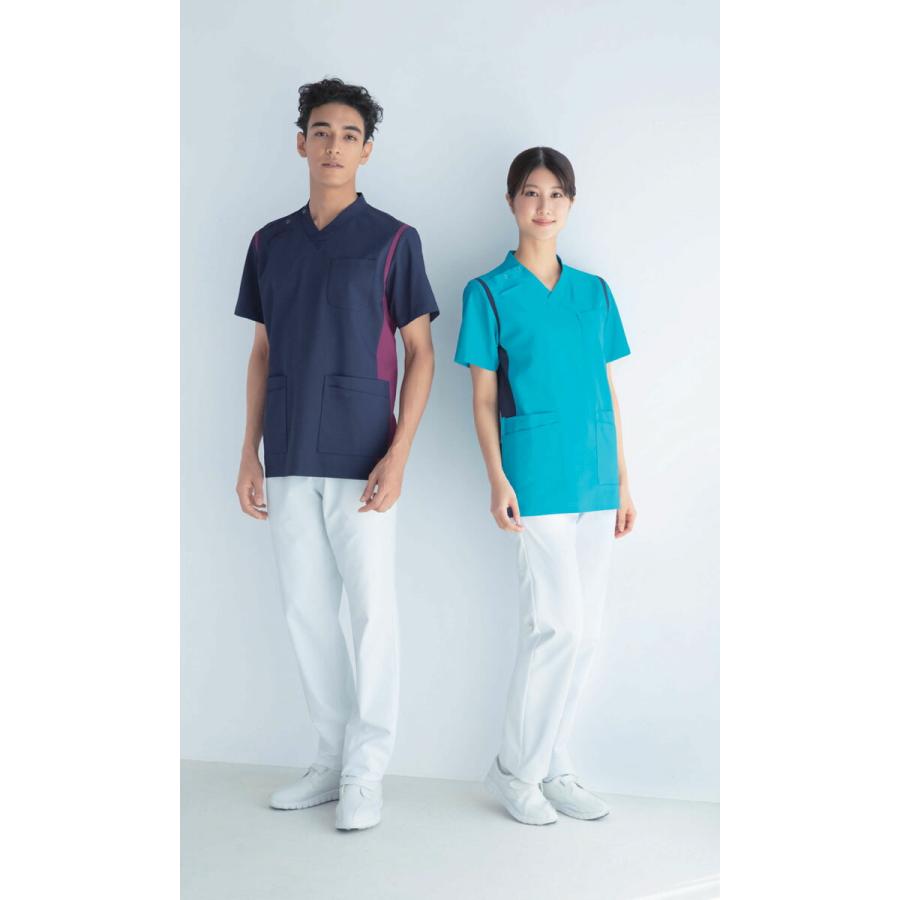 スクラブ カゼン 白衣 医療用 KAZEN 971 男女兼用 ストレッチ 透け防止 吸汗 制電 医師 看護師 歯科 動物病院 介護 エステ服 術衣 サンアロー ユニフォーム : kazen ...