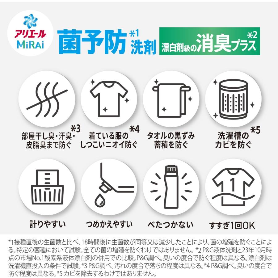アリエール MiRAi 洗濯洗剤 濃縮 漂白剤級の消臭プラス* 本体大 510g タテ・ドラム式OK : 葉月Yahoo!店 - 通販 - Yahoo!ショッピング