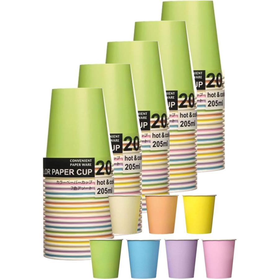 日本デキシー 紙コップ 205ml 7色アソート 20個入×5 ホットコールド両用 使い捨て 日本製 KHN207AC : 葉月Yahoo!店 - 通販 - Yahoo!ショッピング