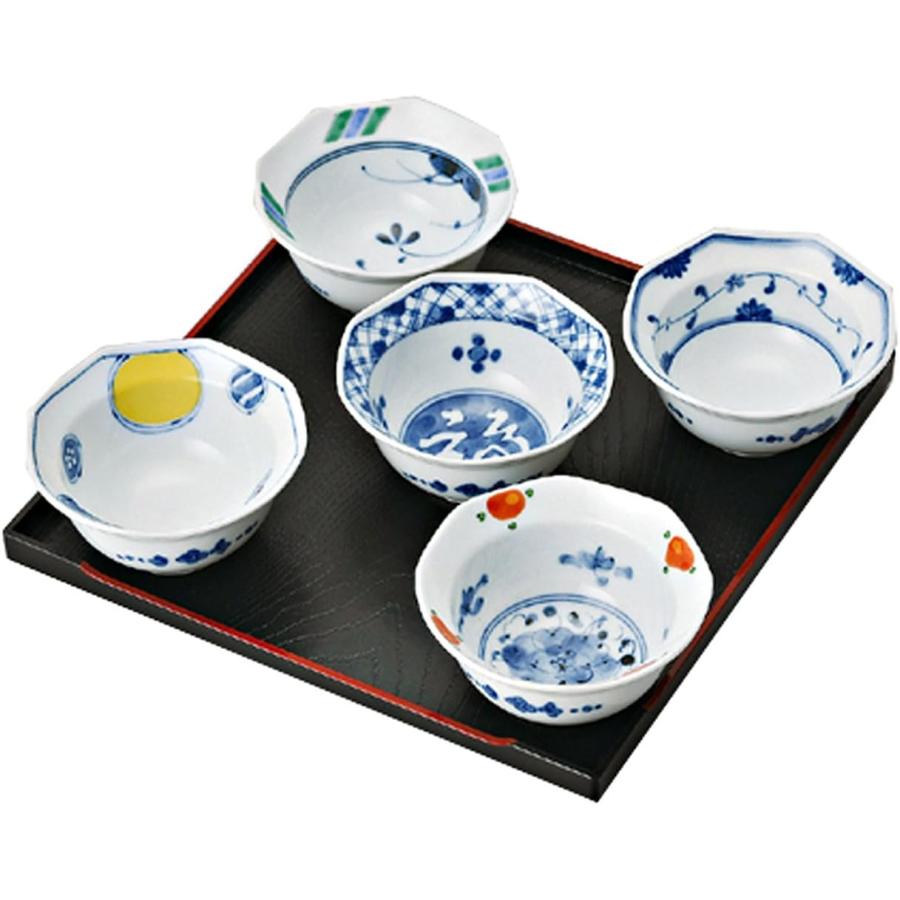 西海陶器 波佐見焼 小鉢 八角 小付 染錦 絵変り 盆付 化粧箱入 直径 8.5 cm 5個 セット 30010 小付セット : 葉月Yahoo!店 - 通販 - Yahoo!ショッピング