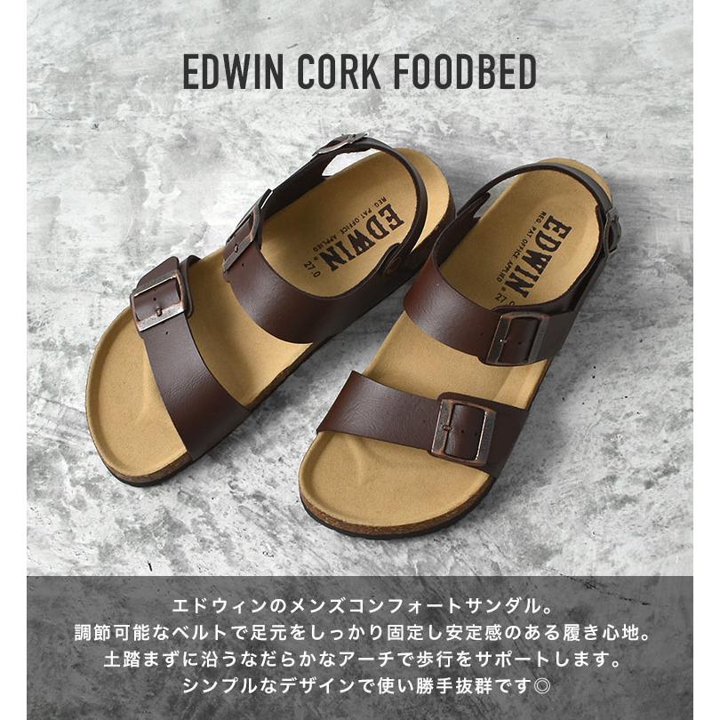 EDWIN サンダル エドウィン メンズ かかと付き EB1002 カジュアル 春 夏用 靴 疲れない 27cm 歩きやすい コンフォートサンダル 黒 ブラウン : hauhau - 通販 ...