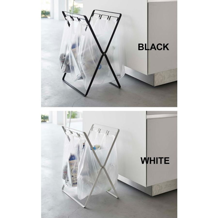 tower レジ袋3連＆45L ゴミ袋スタンド タワー 5714 5715 山崎実業 キッチン 分別 折りたたみ ごみ箱 コンパクト ブラック ホワイト 黒 白 台所 レジ袋スタンド ...