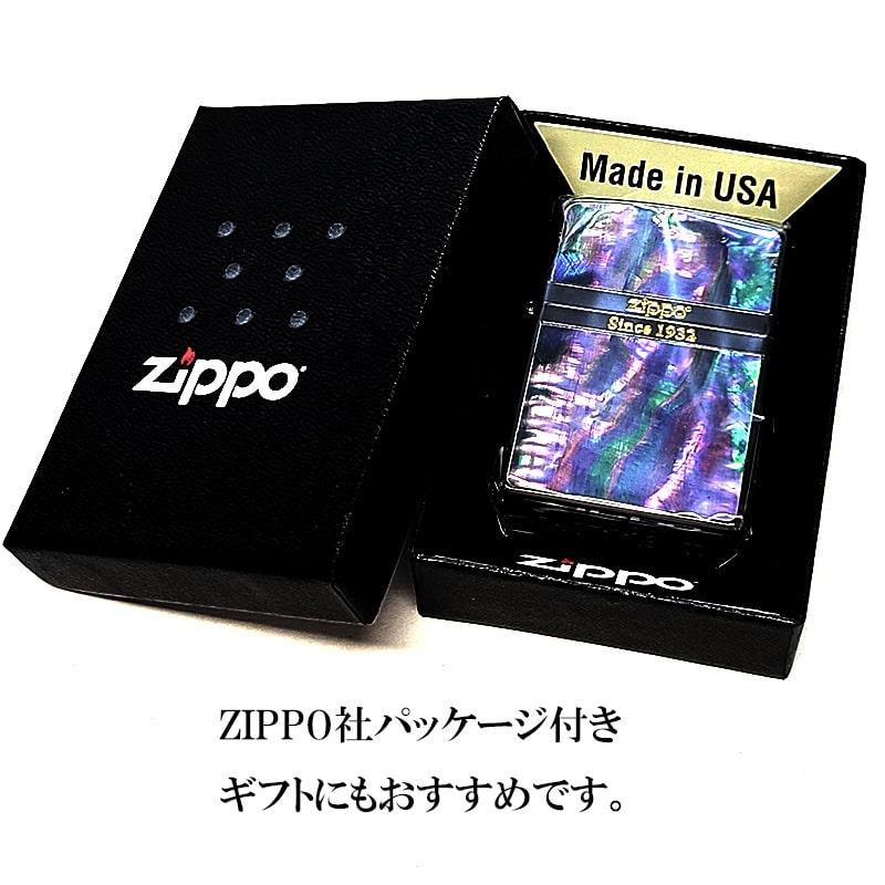 ZIPPO ライター シェル ジッポ ロゴ 天然貝 美しい ブラックニッケル 彫刻 おしゃれ 黒 綺麗 かっこいい メンズ レディース ギフト : Zippoタバコケース喫煙具のハヤミ ...