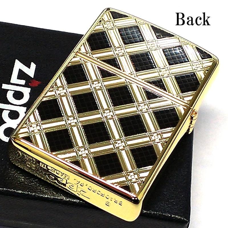 ZIPPO ライター ダイアモンド パターン ゴールド＆ブラック ジッポ 金タンク 両面加工 黒 エッチング彫刻 おしゃれ メンズ ギフト : Zippoタバコケース喫煙具のハヤミ - 通販 ...