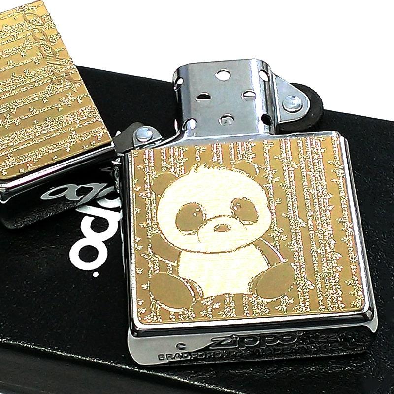 ZIPPO（ジッポー） パンダ かわいい ジッポ ライター ゴールド メタルプレート 可愛い 動物 レディース メンズ ギフト プレゼント ...