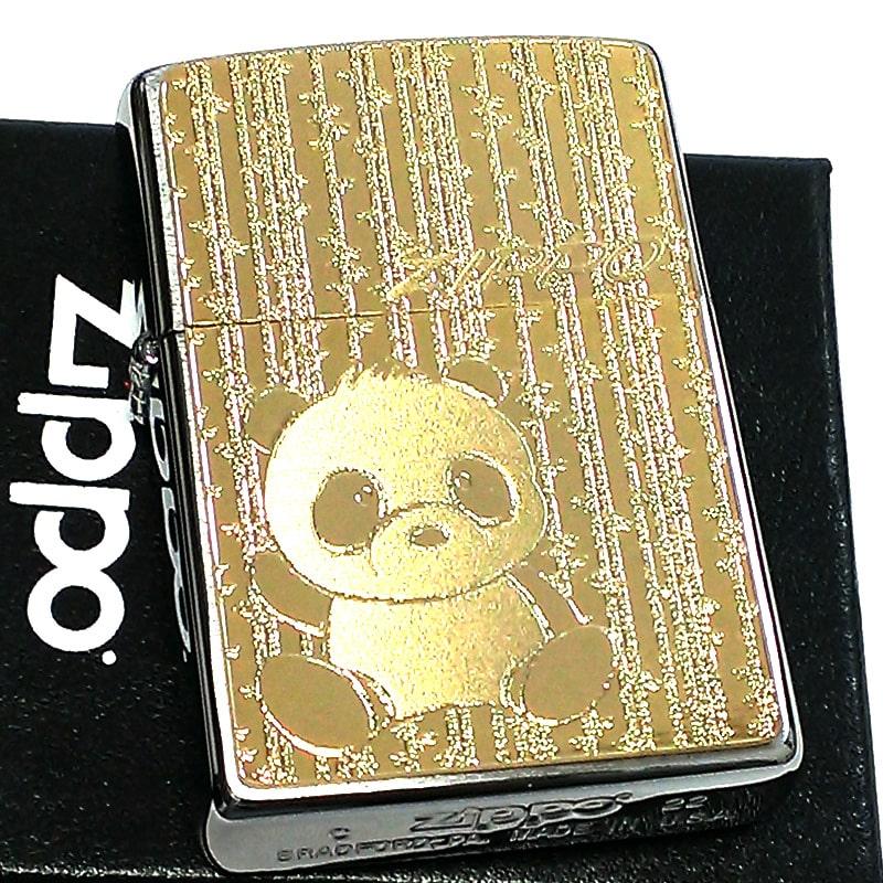 ZIPPO（ジッポー） パンダ かわいい ジッポ ライター ゴールド メタルプレート 可愛い 動物 レディース メンズ ギフト プレゼント ...