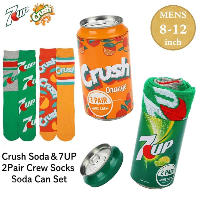 アメリカン レトロ 靴下 かわいい クラッシュソーダ 7UP 選べる ソックス 2足セット 2P 缶 小物入れ おしゃれ セブンアップ ハイク ...