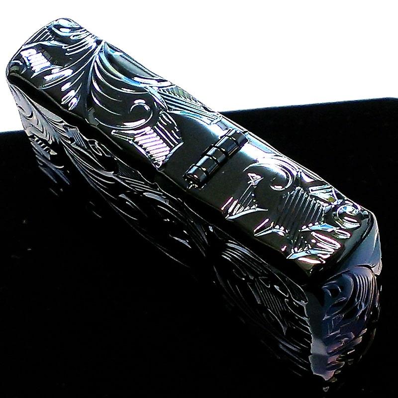 ZIPPO アーマー ダークレインボー チタン 5面立体彫刻 リーフ ジッポ ライター 唐草 深彫り 金タンク 虹色 重厚 かっこいい ...
