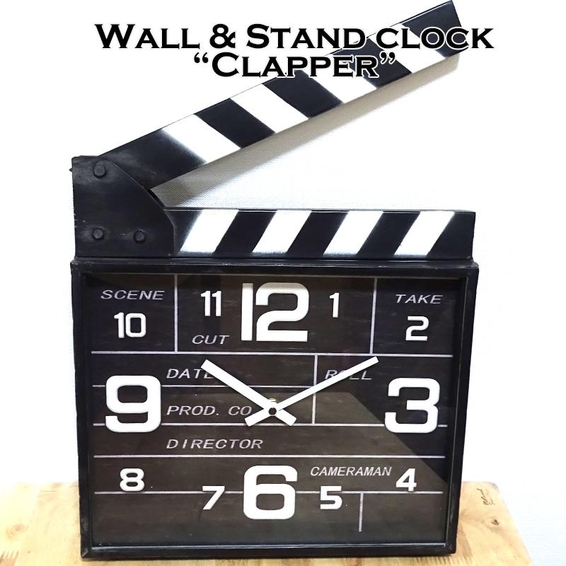 アメリカン レトロ 時計 ビンテージ Wall＆Stand clock "Clapper" カチンコ クラッパー 映画 掛け時計 おしゃれ 置き時計 かわいい バー カフェ : Zippo ...
