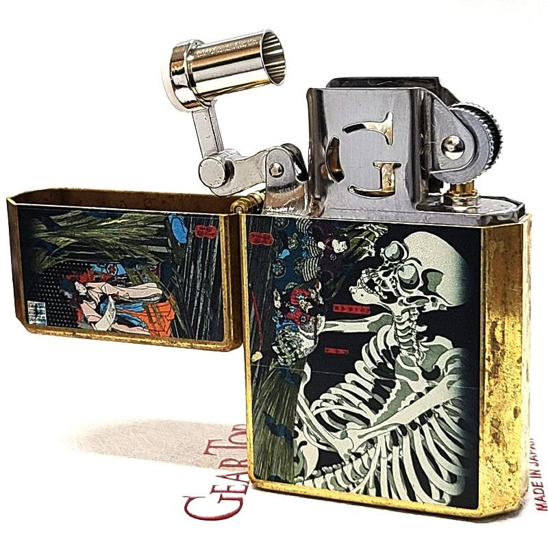 オイルライター ギアトップ 浮世絵 相馬の古内裏 ワイルドブラス 和柄 かっこいい 日本製 ライター ユーズド加工 重厚 おしゃれ GEAR TOP : Zippoタバコケース喫煙具のハヤミ ...