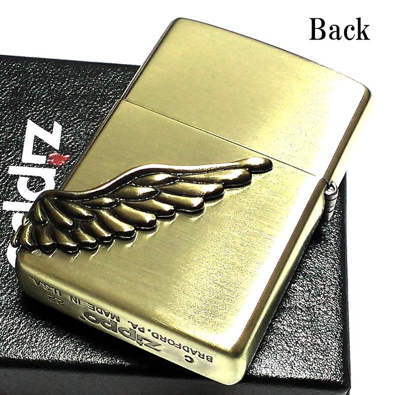 ZIPPO（ジッポー） エンジェルウィング ジッポ ライター 大型3面メタル アンティークゴールド 天使の羽 ブラス古美 金 : Zippo ...