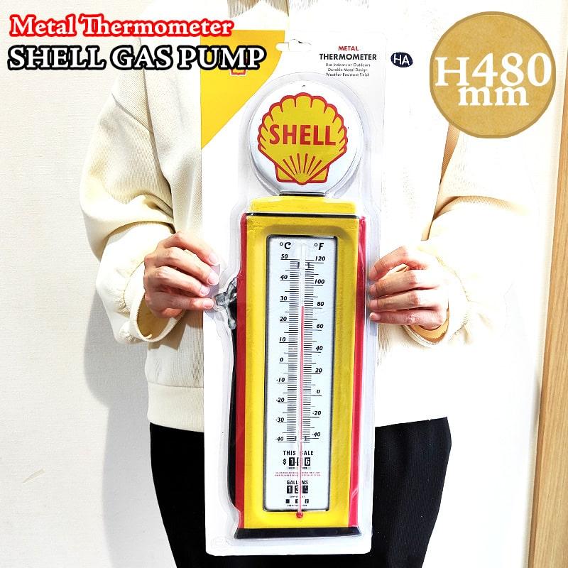 サーモメーター おしゃれ 温度計 メタル SHELL GAS PUMP ブリキ看板 アメリカン シェル レトロ ガレージ 雑貨 インテリア ...
