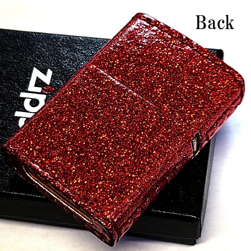 ZIPPO（ジッポー） グリッターレザー 全面ラメ加工 ジッポ ライター レディース 綺麗 レッド グリッターカラー かわいい 女性 ...