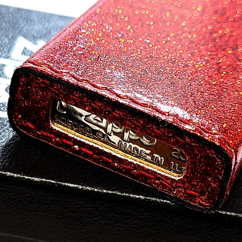 ZIPPO（ジッポー） グリッターレザー 全面ラメ加工 ジッポ ライター レディース 綺麗 レッド グリッターカラー かわいい 女性 ...