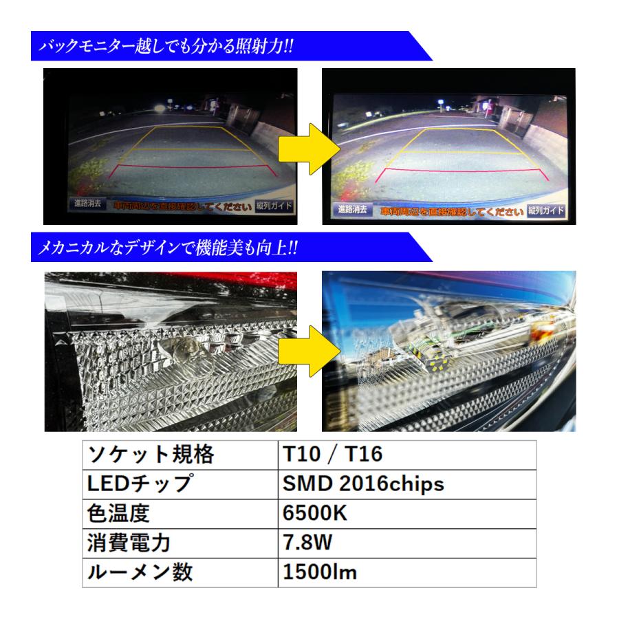 シビック FL1 T10/T16 LEDバルブ バックランプ 2個 ホワイト 1500lm 6500K 全方向 拡散照射 : sc-vb ...