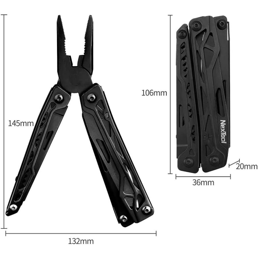 NexTool Black Knight マルチツール 11in1 ステンレス製 多機能ペンチ ナイフ 工具 【ドライバービットセット付属 ...