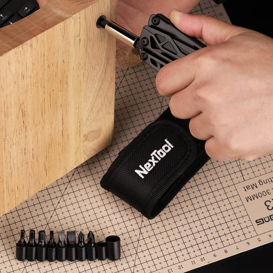 NexTool Black Knight マルチツール 11in1 ステンレス製 多機能ペンチ ナイフ 工具 【ドライバービットセット付属 ...