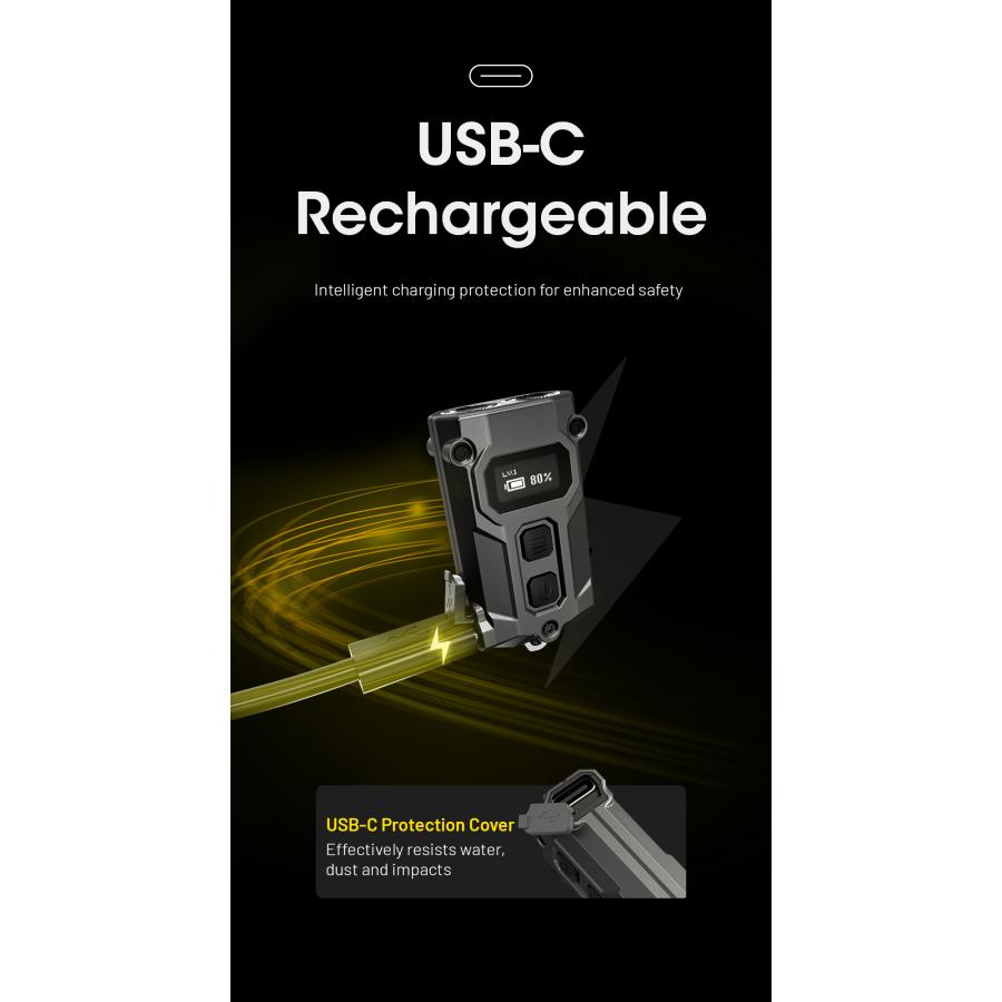 NITECORE Nitecore TINI3 キーチェーンライト 600ルーメン 複数色温度 USB-C充電式 OLEDディスプレイ ...