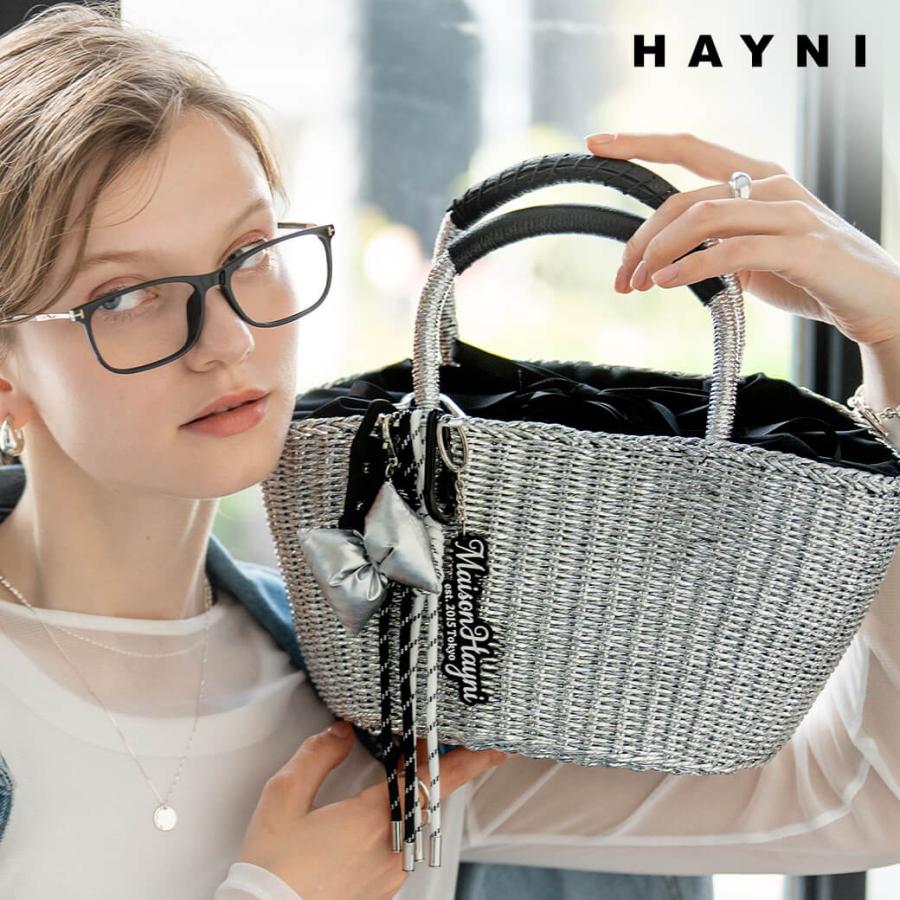 HAYNI 「5/9(20時)から早割」かごバッグ レディース「Rufle ルフレ」メタリック チャーム付 編み 大人 軽い おしゃれ ブランド ギフト ヘイニ : バッグブランド HAYNI ...