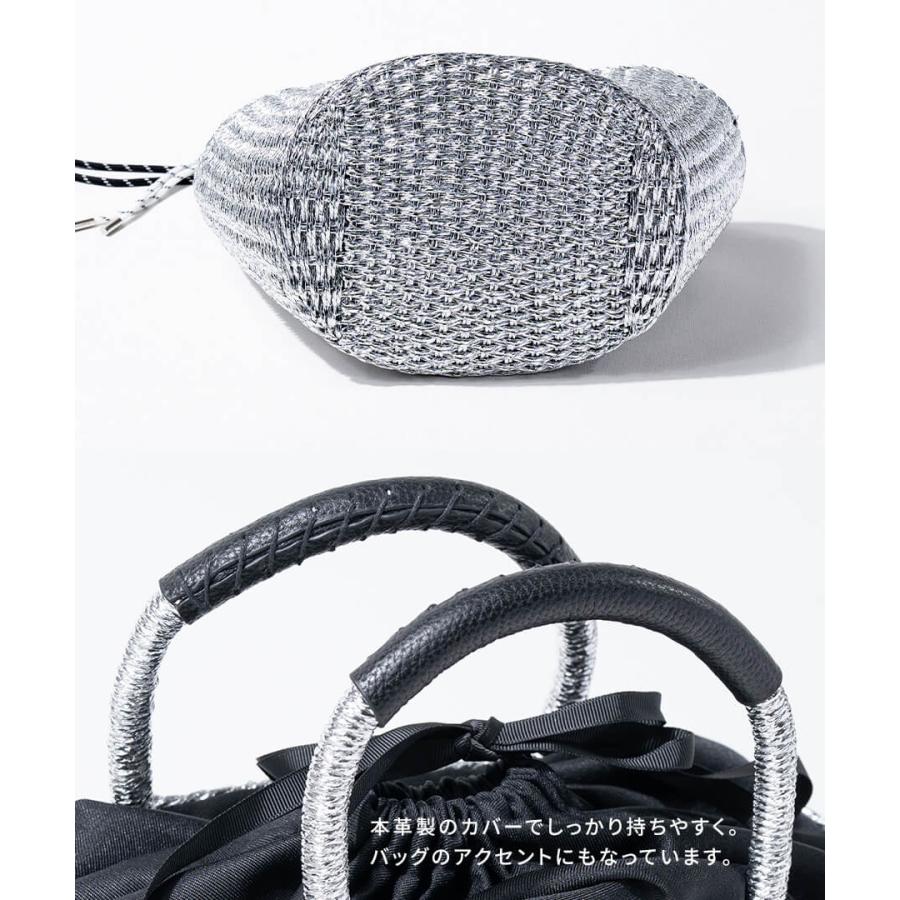 HAYNI 「5/9(20時)から早割」かごバッグ レディース「Rufle ルフレ」メタリック チャーム付 編み 大人 軽い おしゃれ ...