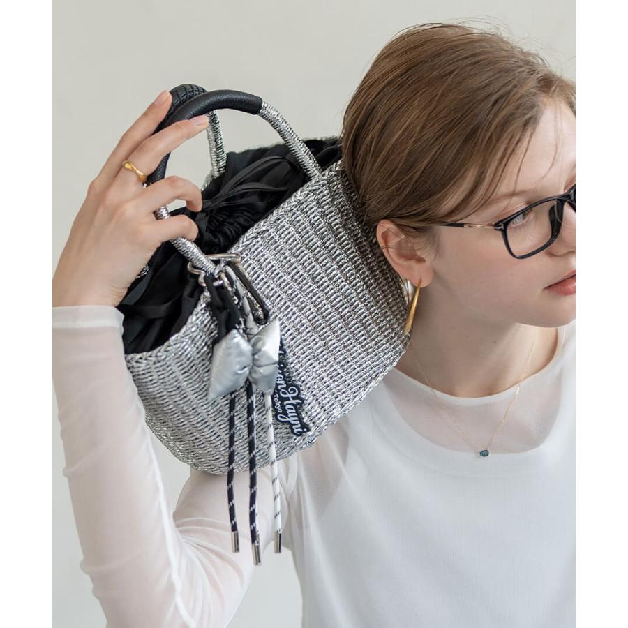 HAYNI 「5/9(20時)から早割」かごバッグ レディース「Rufle ルフレ」メタリック チャーム付 編み 大人 軽い おしゃれ ...