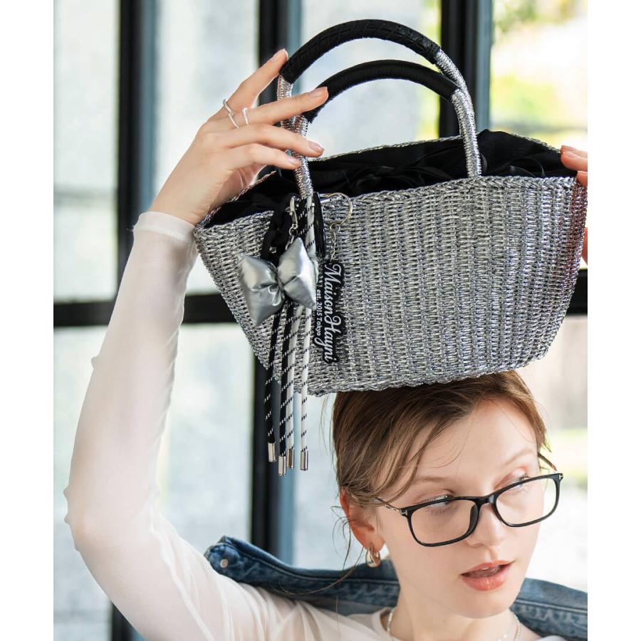HAYNI 「5/9(20時)から早割」かごバッグ レディース「Rufle ルフレ」メタリック チャーム付 編み 大人 軽い おしゃれ ...